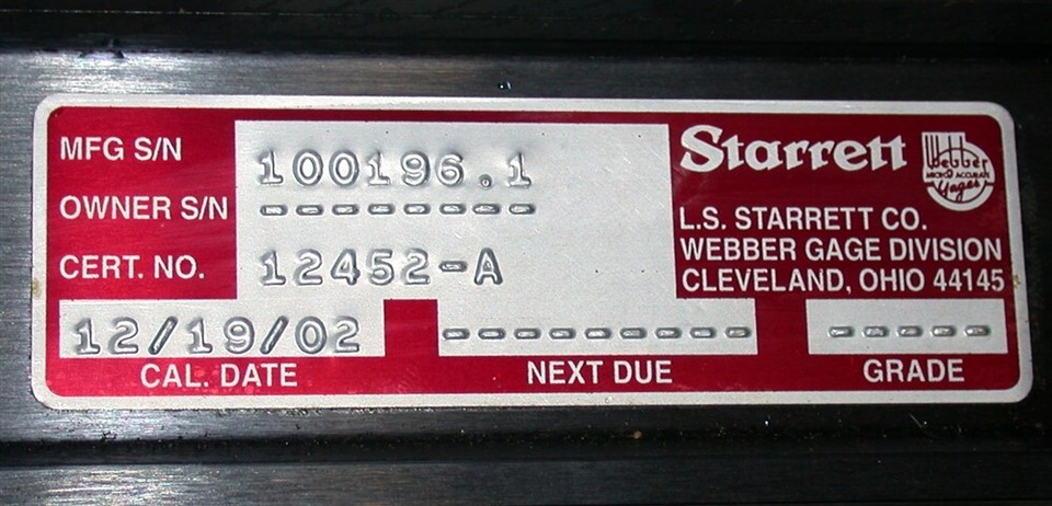 Starrett Webber 25" Vertical Horizontal Free Standing Stack Reference ...