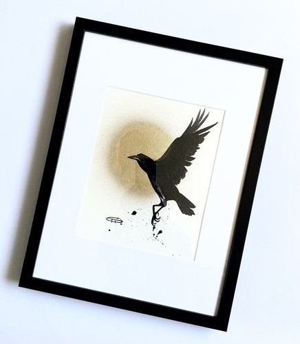 Painting “Raven” , Decor Interior, signed , Black frame | eBay