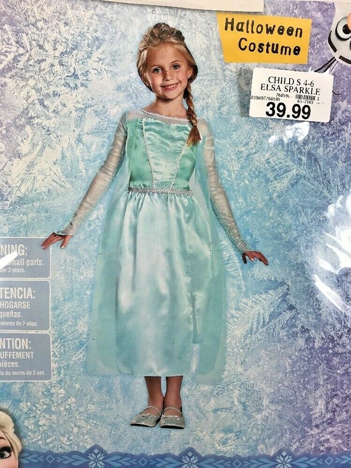 Disney's Frozen Elsa Sparkle Size S (4-6X) Deluxe Halloween Girl's ...