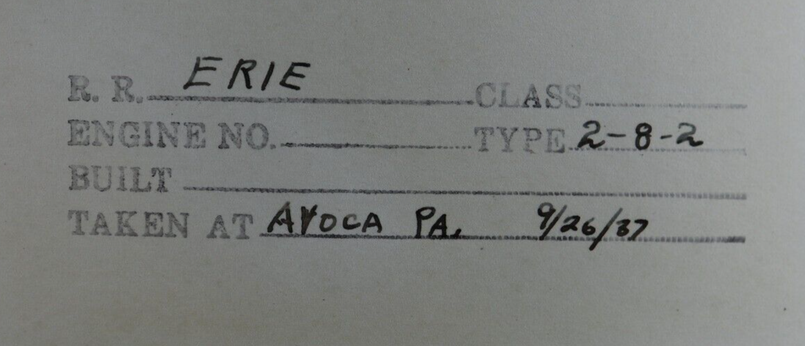 Vtg Train Photo Steam Engine Erie RR 2-8-2 Avoca PA P00141 | eBay