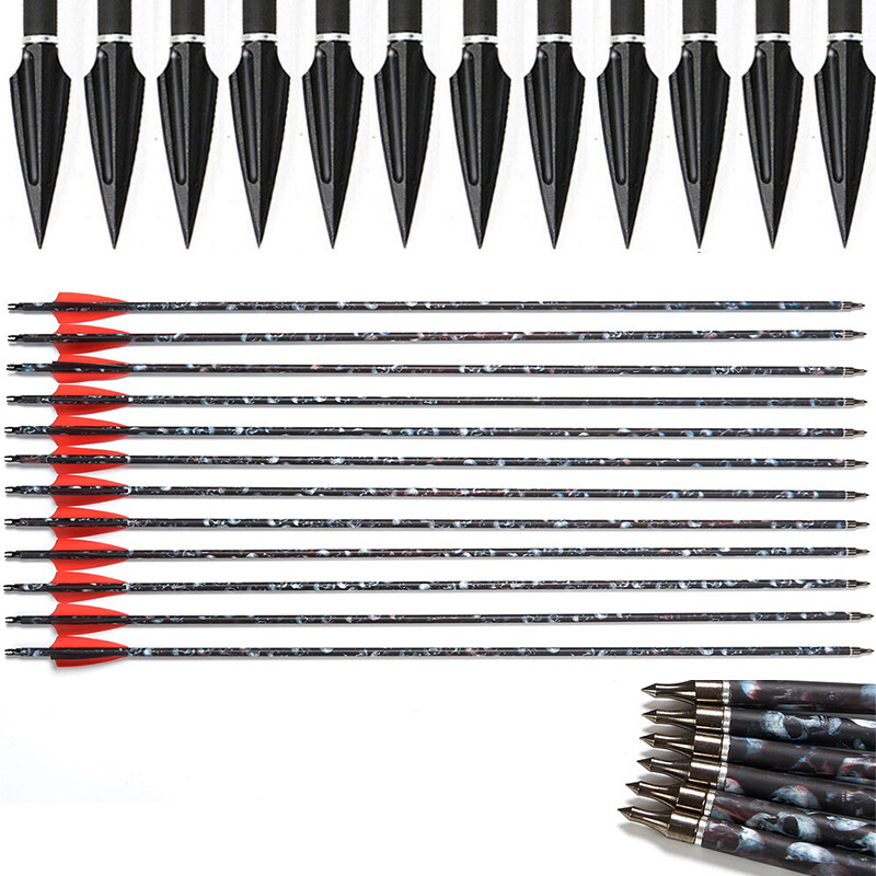 Archery 30" Carbon Arrows Practice & Hunting Arrowheads for Compound ...
