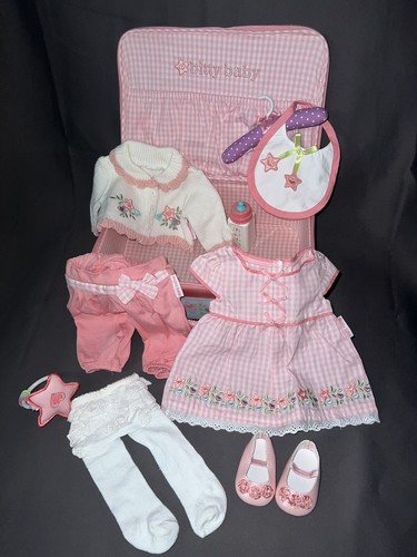 American Girl Bitty Baby Deluxe Layette Starter Set outfits and pink ...