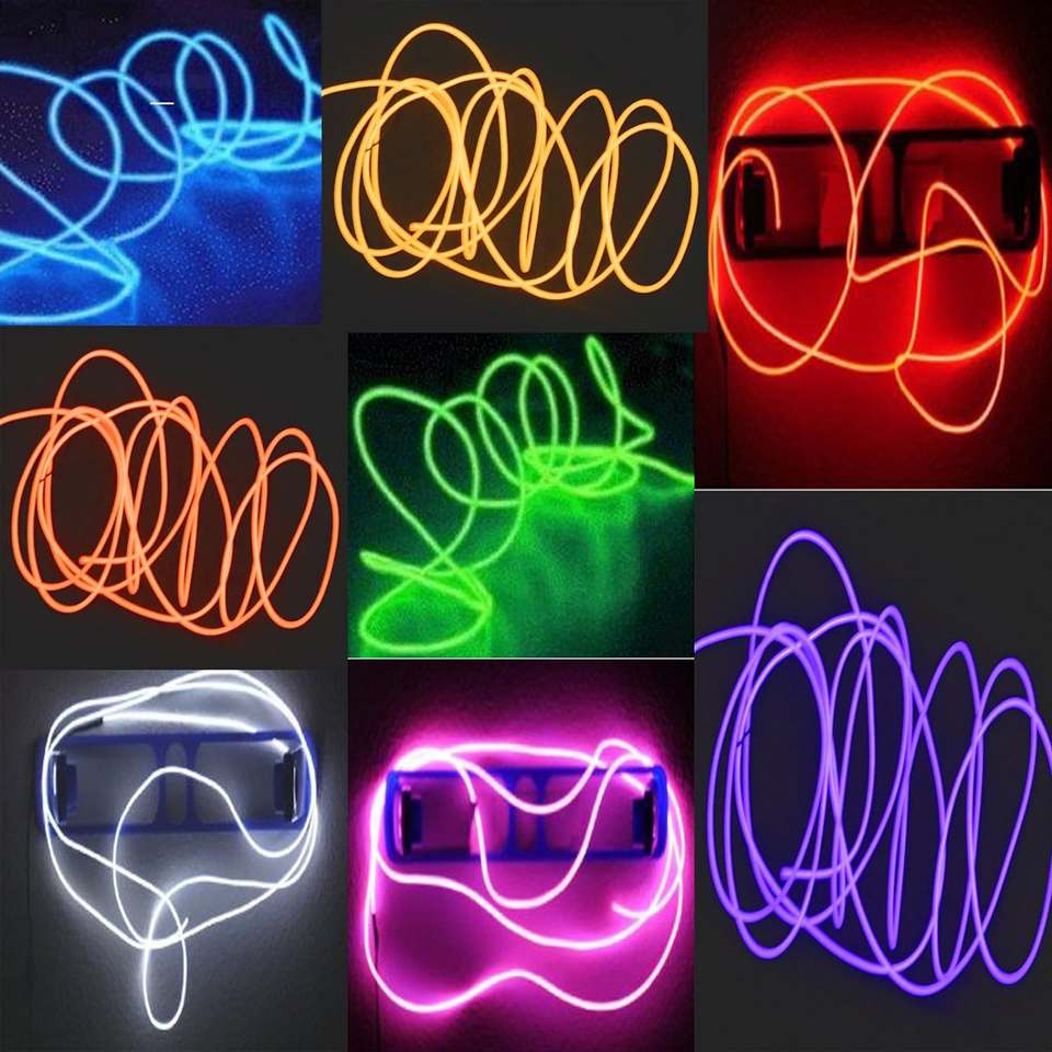 8 Pack Neon Glowing Strobing Electroluminescent Wire/El Wire(Blue ...