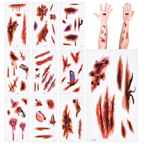 Halloween Fake Tattoo Scar Stickers Simulation Real Blood Scars Wound ...