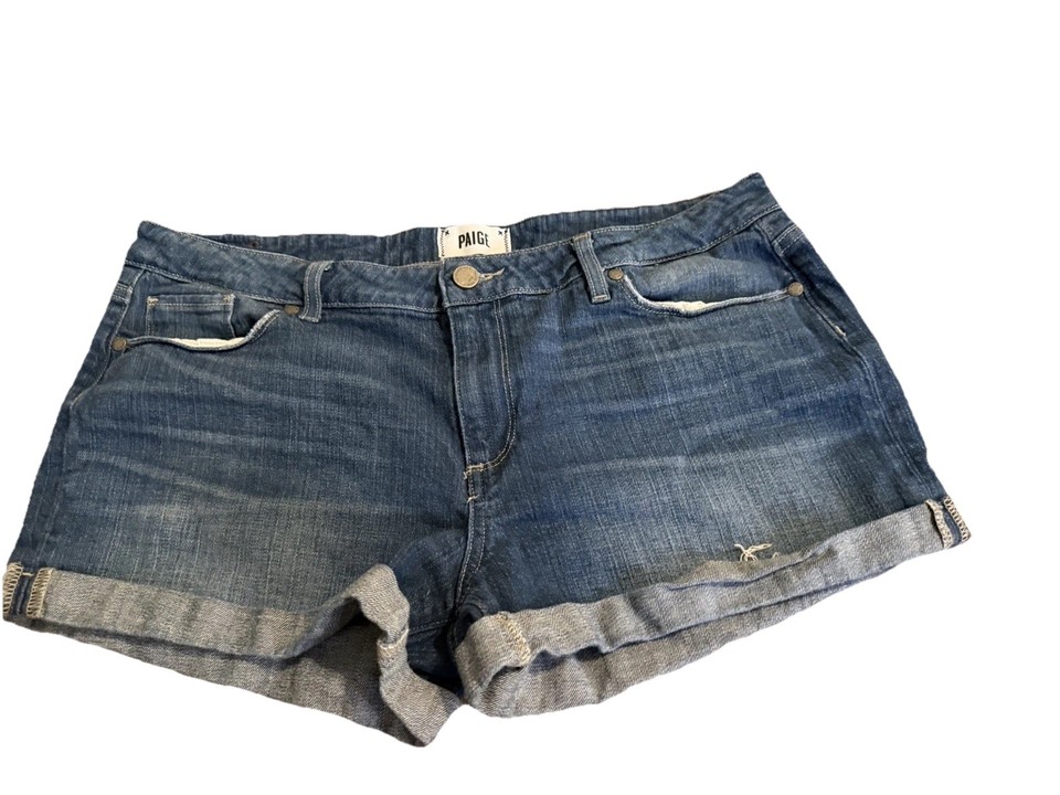 Paige Women’s Size 32 Blue Cuffed Hem Jimmy Jimmy Denim Shorts | eBay