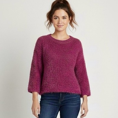 Vintage Y2K Magenta Purple Eyelash Textured Pullover Sweater - Medium ...