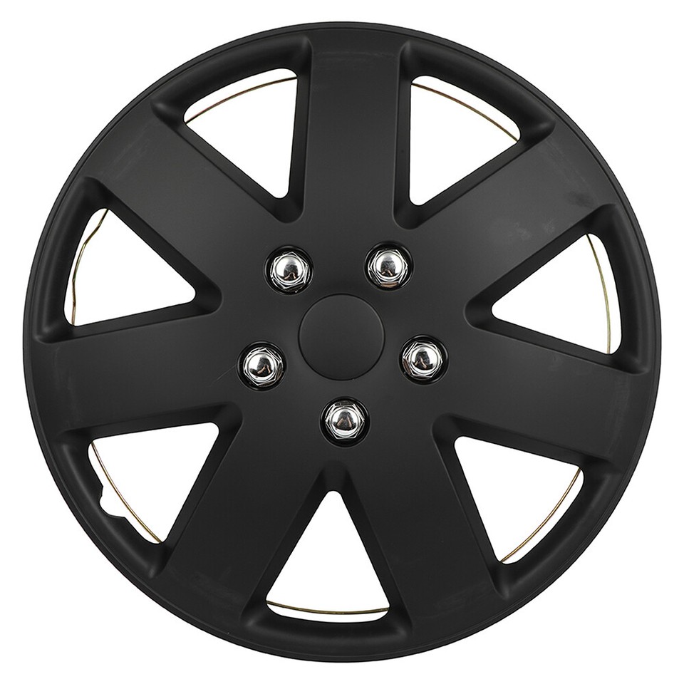 4x 16 inch Hub Caps PP Tire & Rim Covers Black Cover Kit Fits All Makes ...