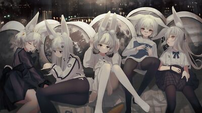 Anime girls timitarcat artwork bunny girl silver hair Playmat Game Mat ...