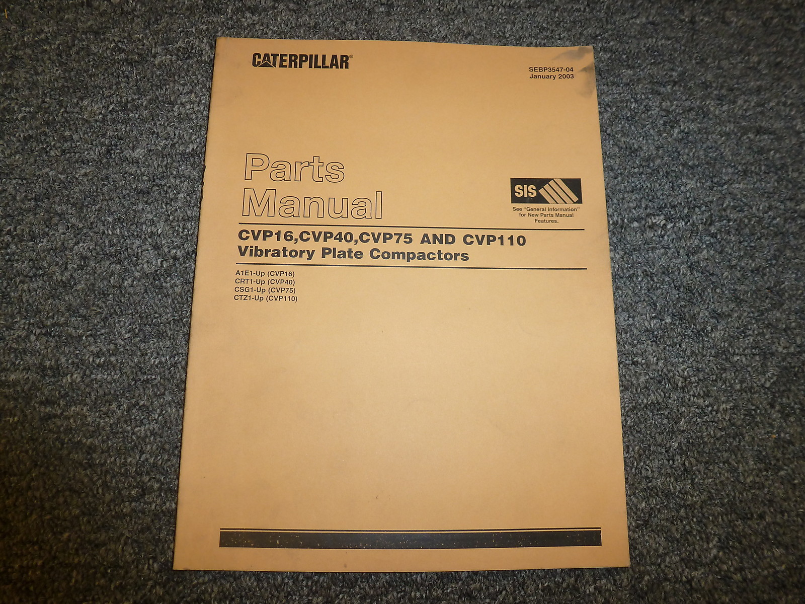 Caterpillar Cat CVP16 CVP40 Vibratory Plate Compactors Parts Catalog ...