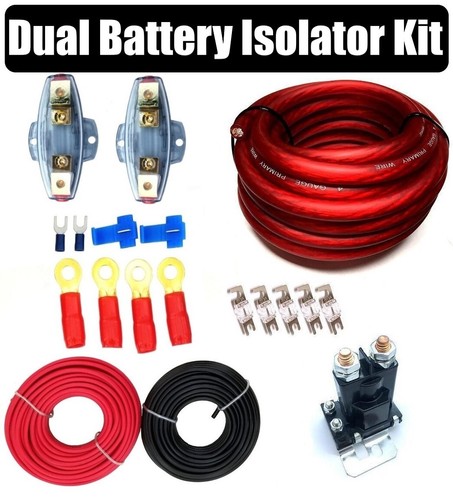Heavy Duty Dual Battery Isolator 12V Wiring Kit Auto Relay Copper Clad ...