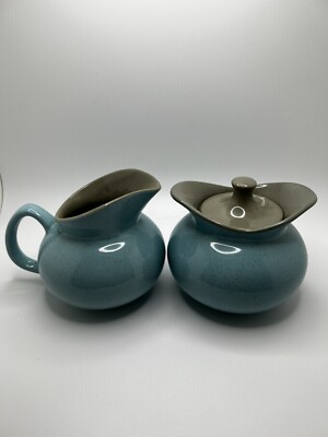 Vintage Harkerware Sky Blue w/ Speckles Creamer & Sugar Jar Set | eBay