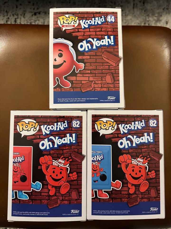 Funko POP! Ad Icons KOOL-AID MAN & KOOL-AID PACKET BLUE & RED #44 & #82 ...