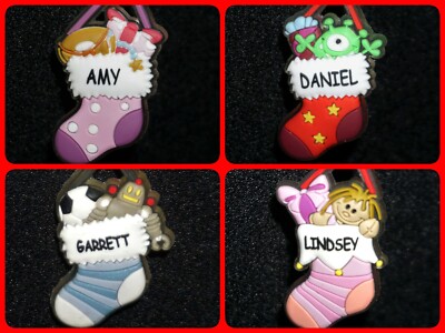 Mini Christmas Ornament Stocking Pre-Printed Names Tealight Fireplace ...