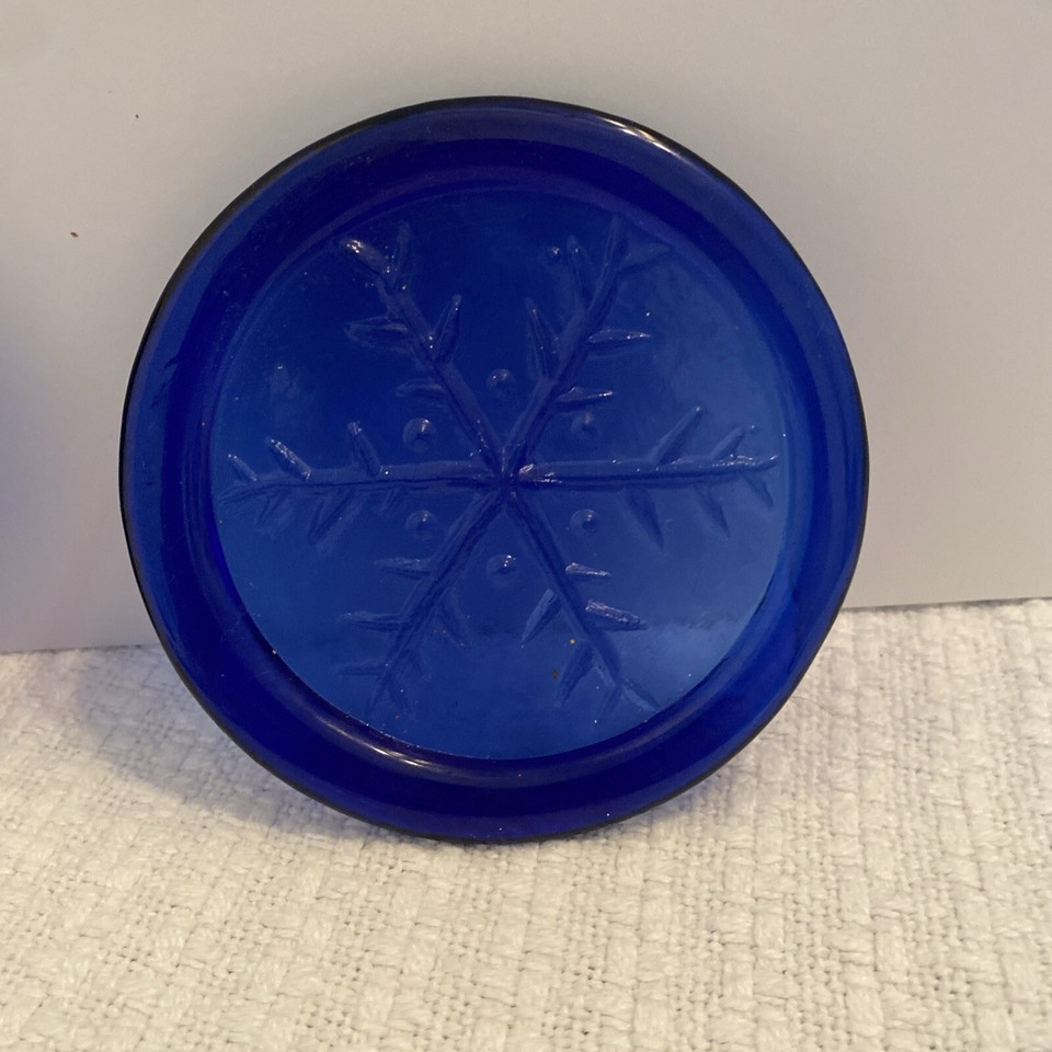 Set Of 8- Cobalt Blue Glass Coasters, 4- Snowflake 4-Christmas Tree | eBay