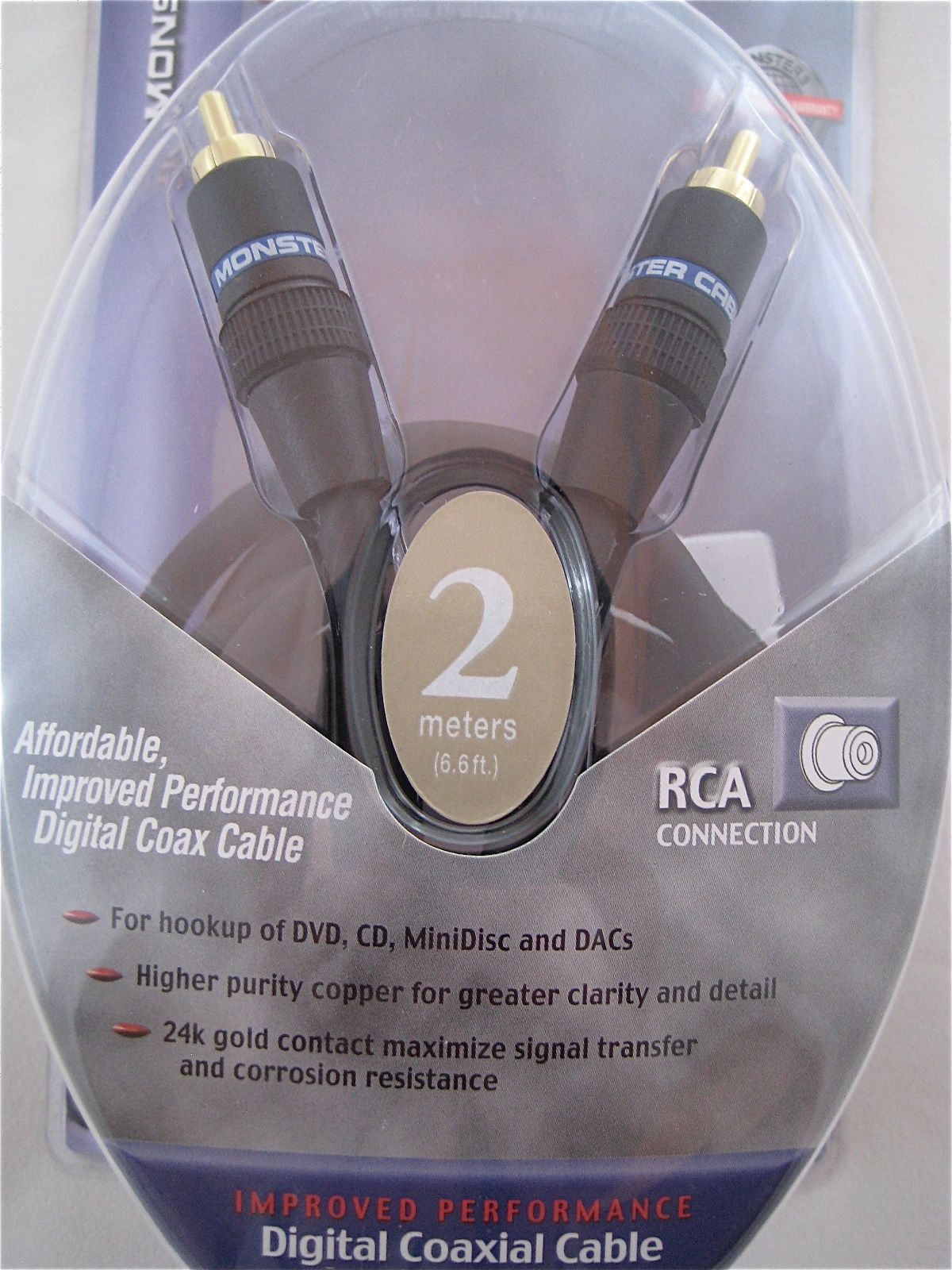 🎁 Monster Cable Digital Coax Interlink 🆕 2m/6.6’ Coaxial Audio ...