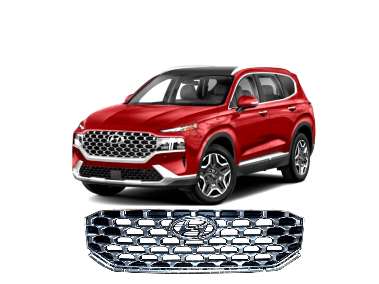 ⭐⭐⭐⭐⭐ Front Bumper Grill Chrome Grille Upper For Hyundai Santa Fe 2021 ...