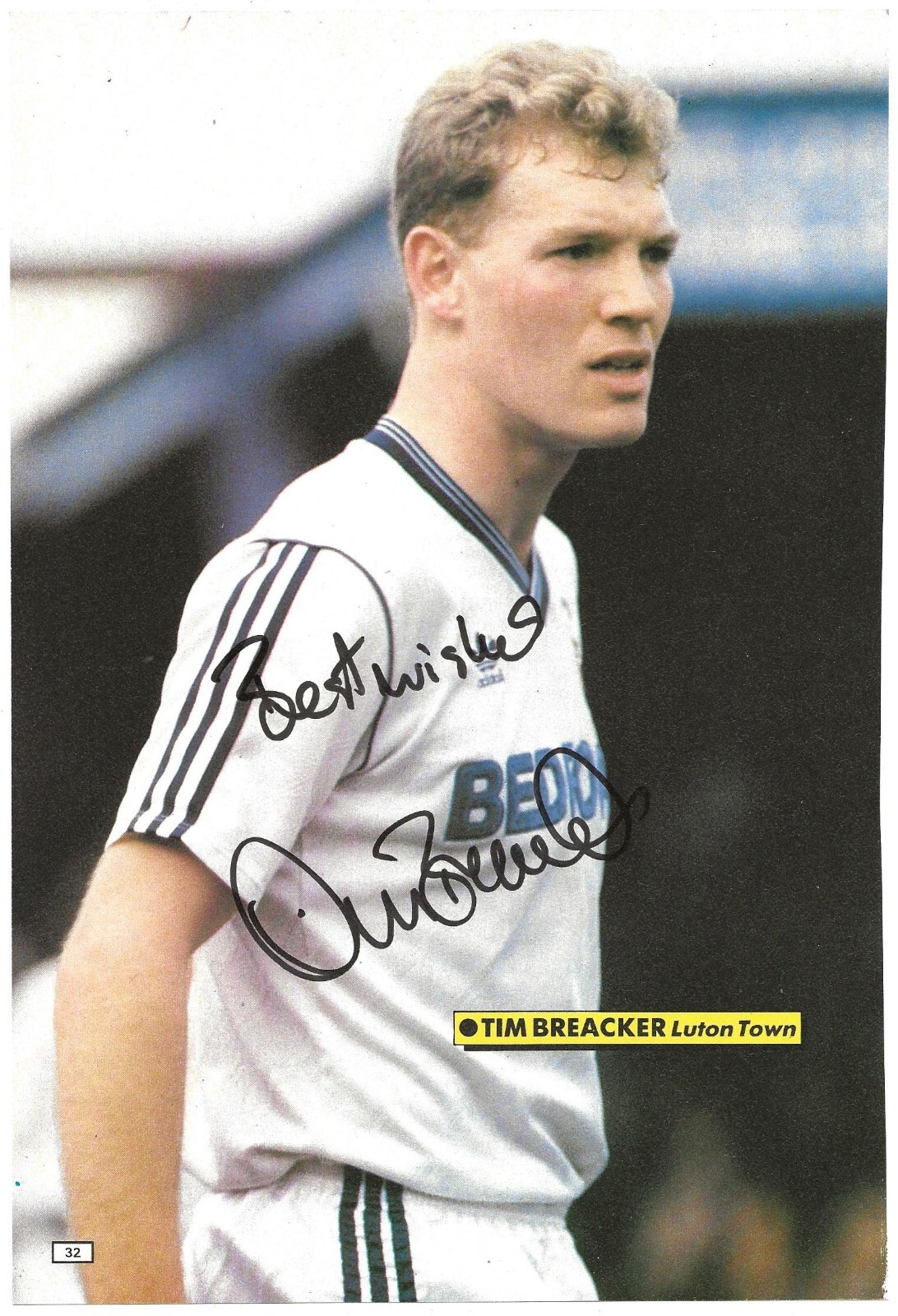 TIM BREACKER LUTON TOWN FC 1983-1990 LEAGUE CUP WINNER 1988 ORIGINAL ...