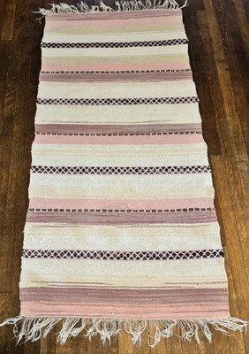Beautiful Pastel Colored Swedish Hand Made Rag Rug (28 x 55 inches ...