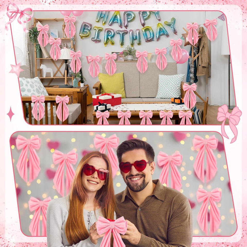 Threan 12 Pcs Large Pink Bows for Girl Pink Velvet Hair Bow Decorations ...