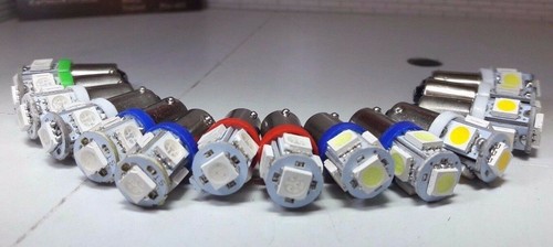 5SMD Colour LED Lucas Type 233 BA9S T4W Bayonet Cap 360 HID Side Light ...