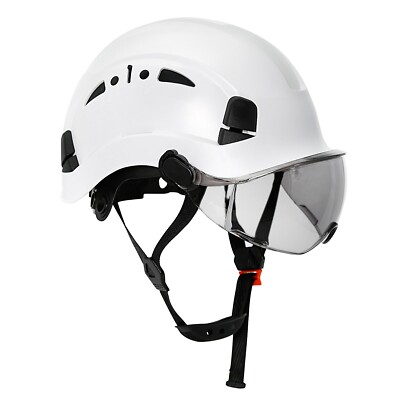 White Construction Safety Helmet with Goggles Work Protection ABS Hard ...