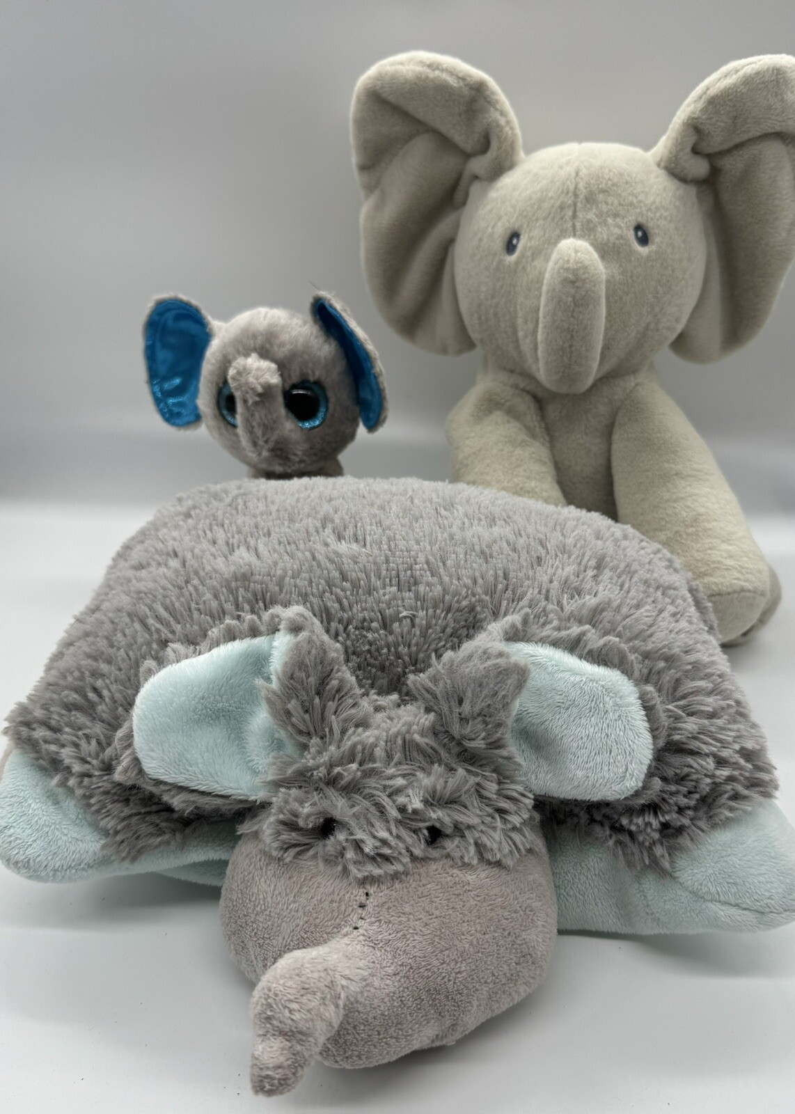 Lot of 3 Stuffed Elephants, Gund Flappy, Ty Peanut, Pillow Pets ...