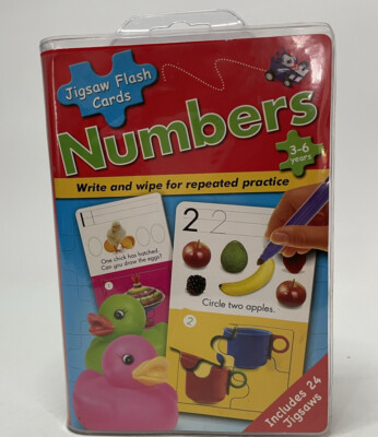 Kids Numbers Jigsaw Flash Cards x24 Reuse Write & Wipe Counting Problem ...