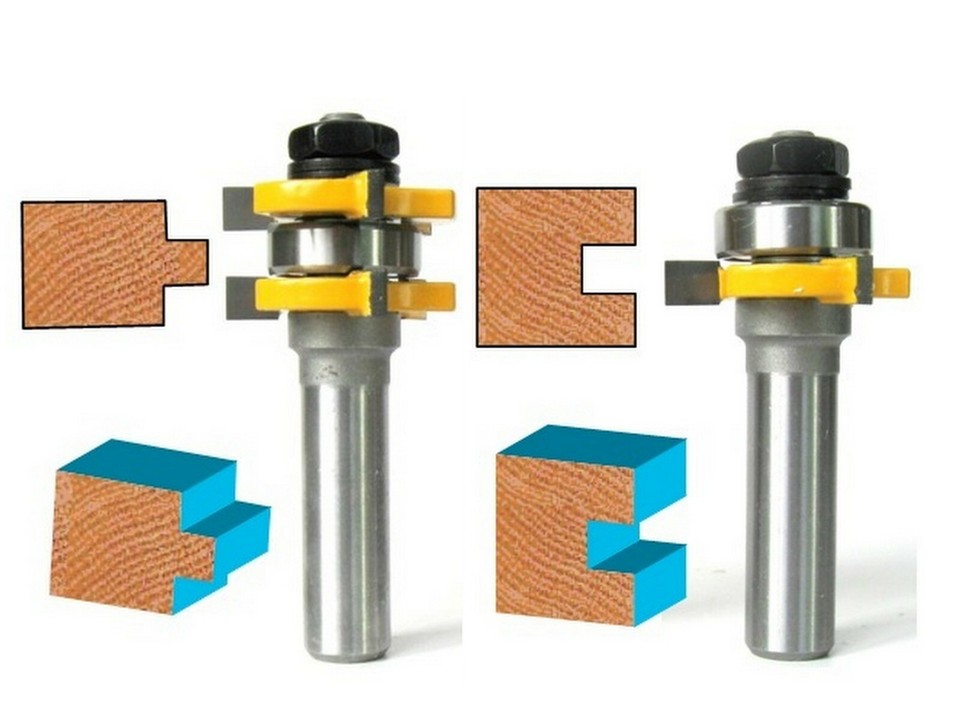 2 pc 1/2" Shank Cutting Depth 1/4" Tongue & Groove Joint Assembly ...