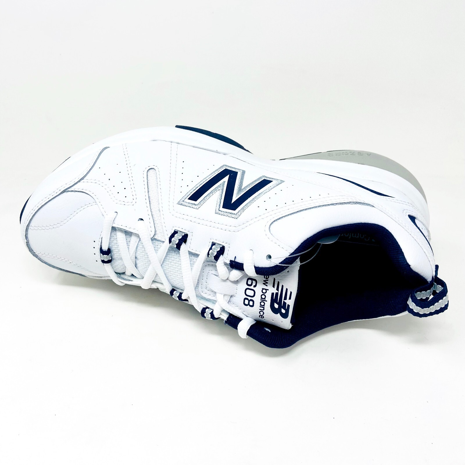 New Balance 608 White Navy Mens Casual Comfort Training Sneaker Shoes ...