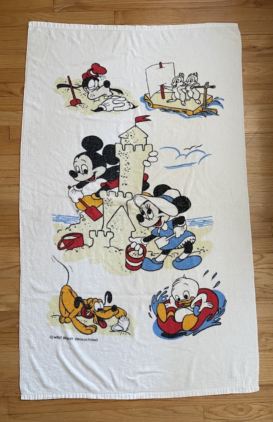 Vintage Disney Beach Towel Mickey Minnie Mouse Chip Dale Pluto Goofy | eBay