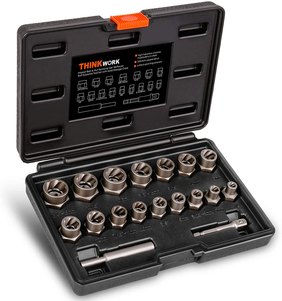 Bolt Extractor Kit, 18-Piece Nut Extractor Socket Set, 3/8" Drive ...