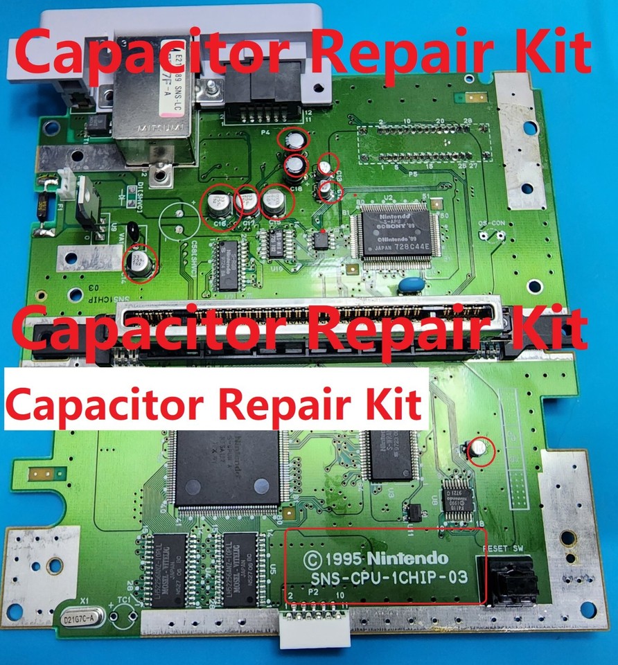Super SNES Capacitor Repair Kit / SNS-CPU-1CHIP & SNS-CPU-RGB & SNS-CPU ...