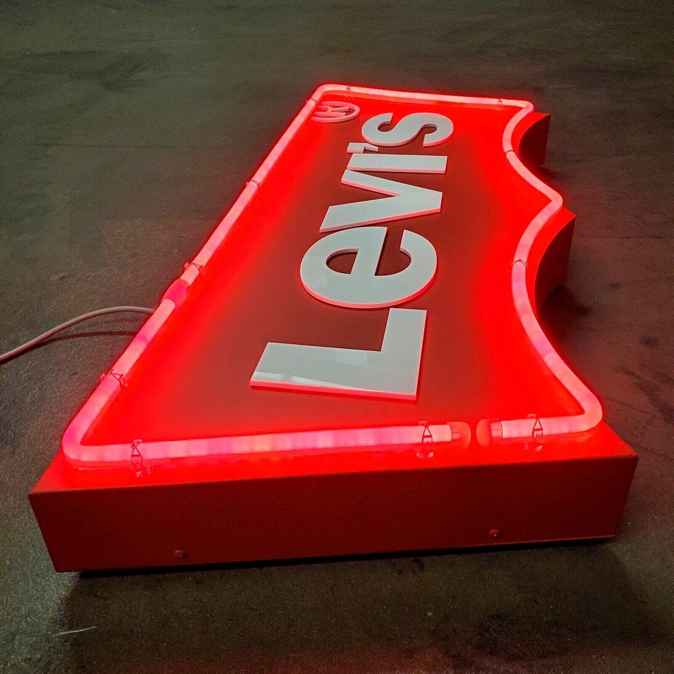 Levi's Denim Jeans LED Neon Light-Up Advertising Sign 48x19.5x5 ...