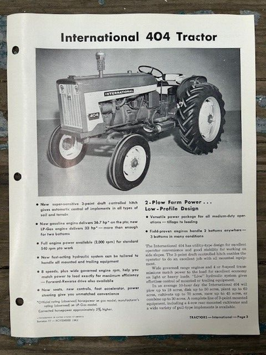 Rare Vintage Original IH International Harvester Dealer 404 Tractor ...