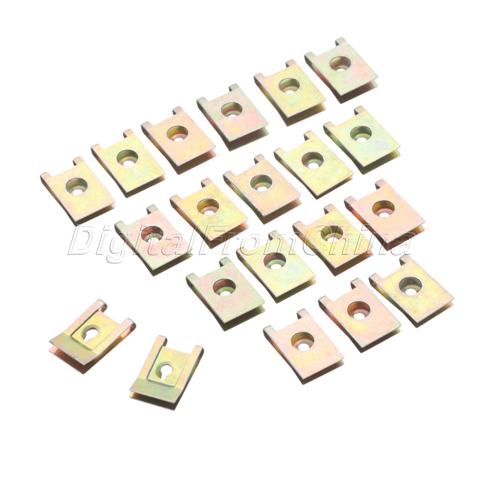 20X Fastener Clips Screw U Type Nut Fastener Clips Fender Bumper Plate ...