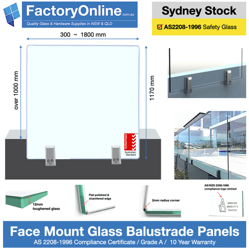 Side Mount / Face Fix 12mm Glass Balustrade Panels – Toughened | Sydney ...