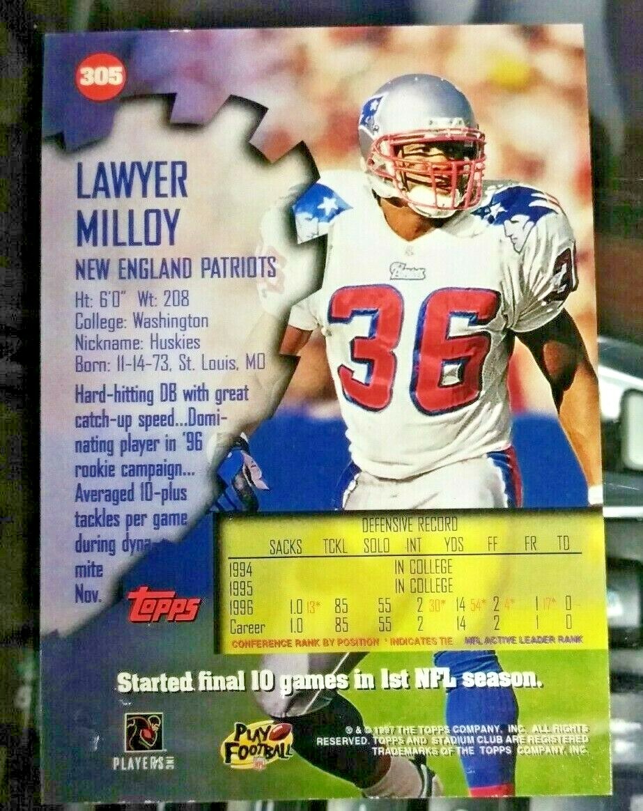 1997 Stadium Club - #305 Lawyer Milloy, Lawyer Milloy for sale online ...