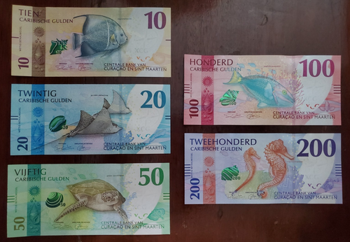 Curacao Caribbean Guilder 2025 Complete Set UNC Banknote with brochure ...
