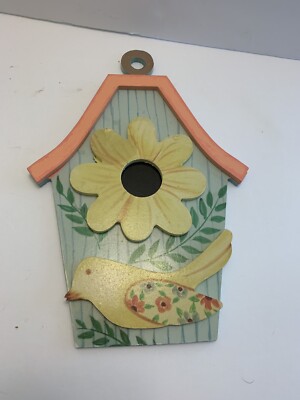 Bird House Shaped Wall Plaque Blue - W/ Bird & Flower Decor -New | eBay