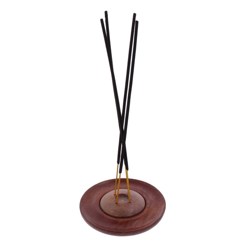 Wooden Incense Stick Holder Round Plate Joss Stick Ash Catcher Burner ...