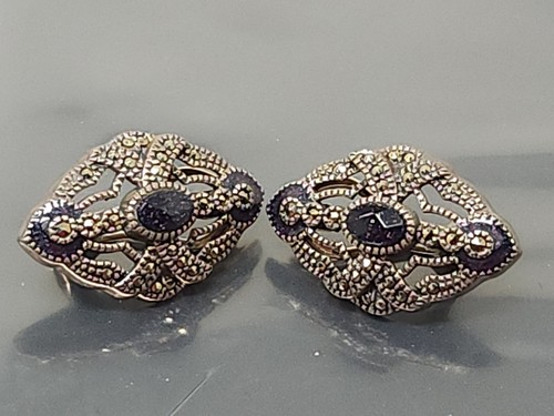 Vintage Judith Jack Sterling silver Marcasite Clip Earrings | eBay