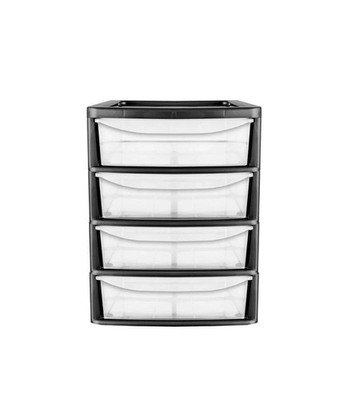 Plastic Slim A4 4 Drawer Tower Storage Unit – Volcanic Ash Black | eBay