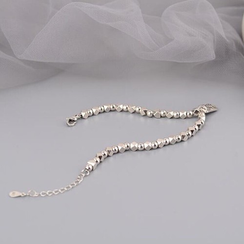 925 Sterling Silver Vintage Elegant Beaded Chain Bracelet Trendy ...