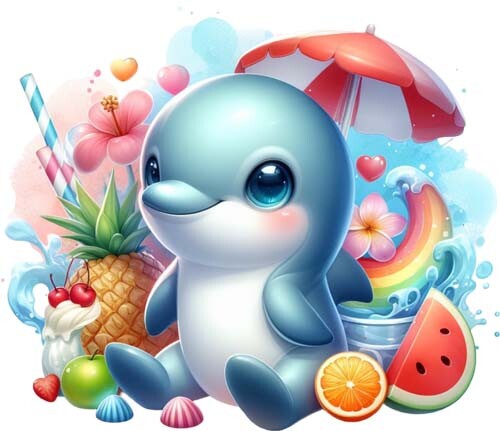 Colourful Floral Sea Dolphin Wall Art Bedroom Nursery Decor Vinyl ...
