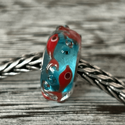 TROLLBEADS Rare Unique Fish LAA 925S NEW! Textured Red & Clear Bright ...