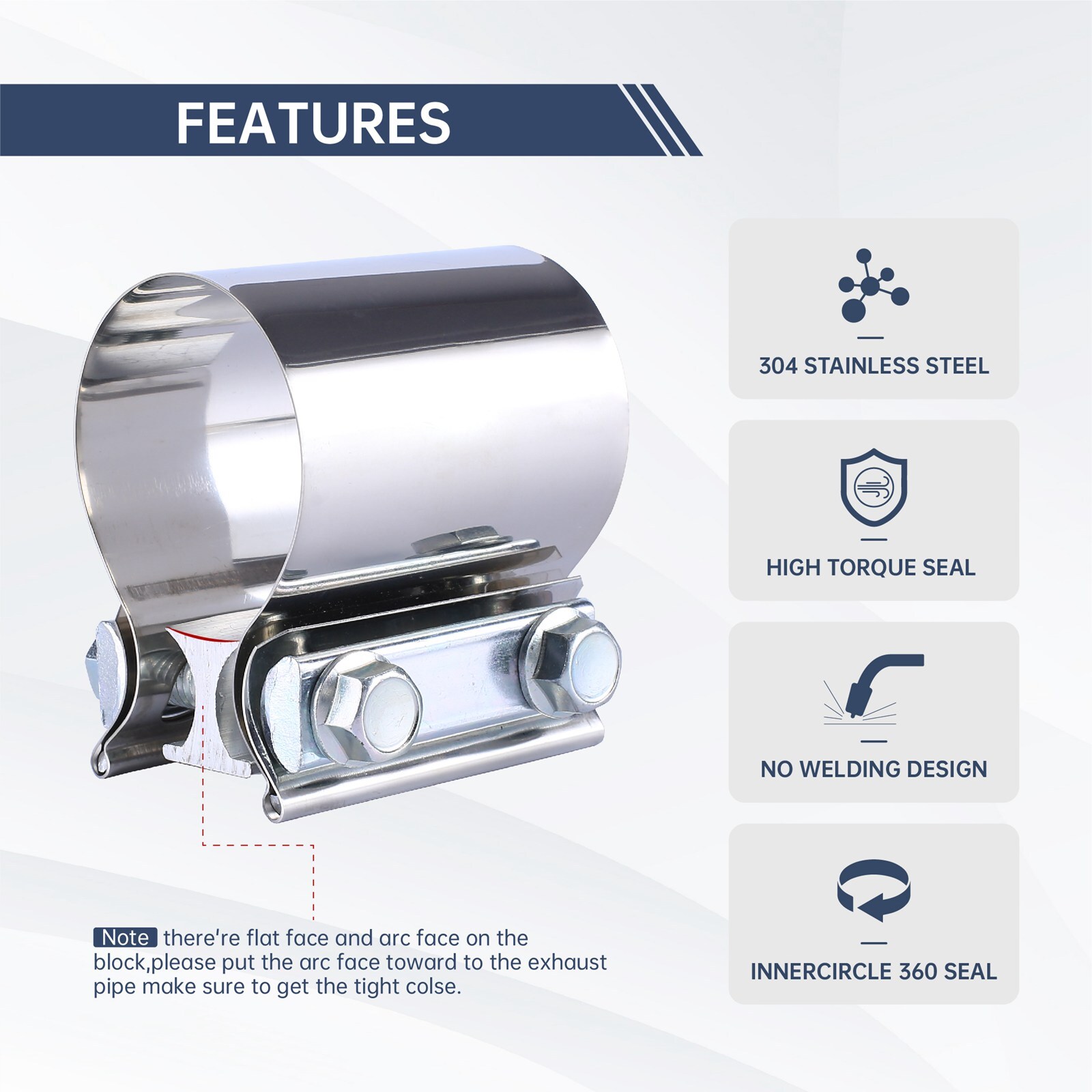 4Pcs 2.25" 2 1/4" Inch 304 Stainless Steel Butt Joint Band Exhaust ...