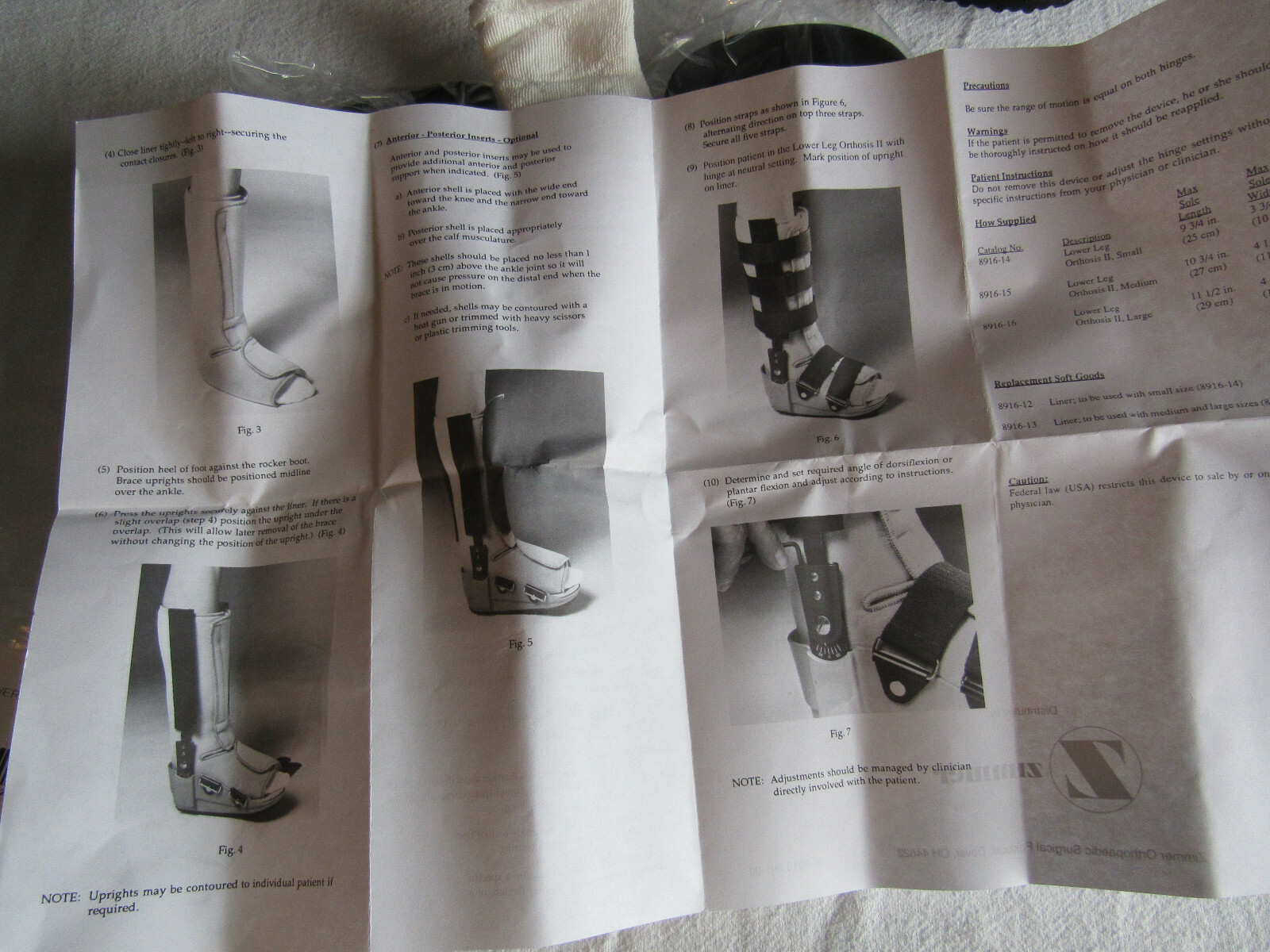 Zimmer Adjustable Orthosis MEDIUM Support Lower Leg Limb Brace ...