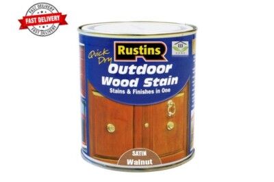 Rustins Quick Dry Outdoor Exterior Wood Stain Varnish Walnut- 250ml ...