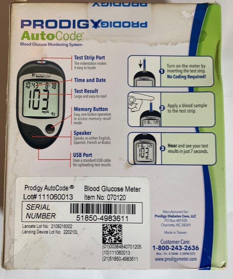 Prodigy Auto Code Talking Blood Glucose Meter Sealed 38484051850| eBay
