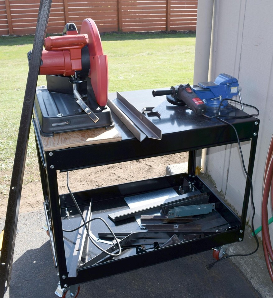 New 36 in. x 24 in Two Shelf Steel Black Service Cart 450 lb. Capacity ...